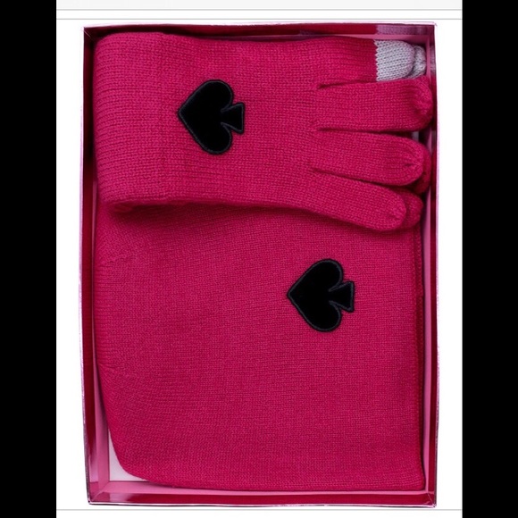 kate spade | Accessories | Nib Kate Spade Flocked Patch Hatgloves Boxed ...